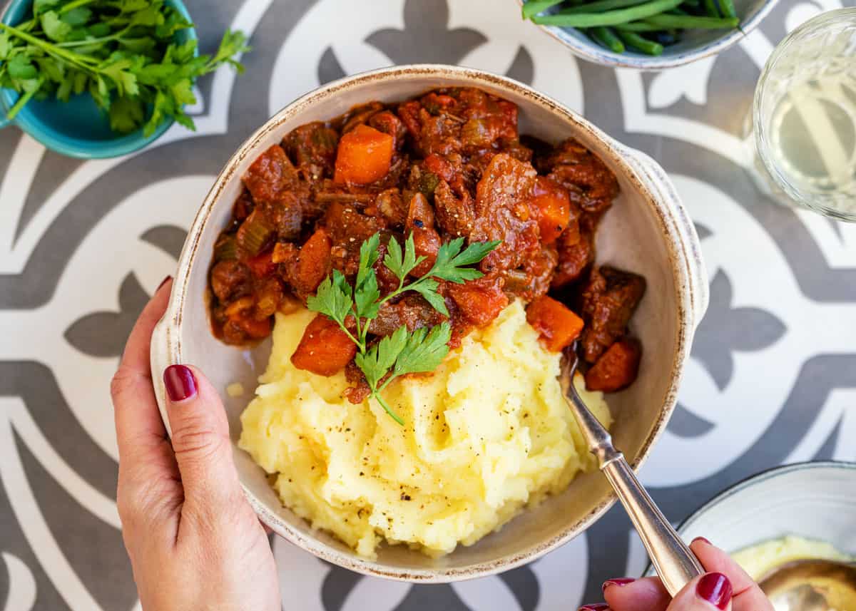 Beef Stifado | Greek Beef Stew - Supergolden Bakes