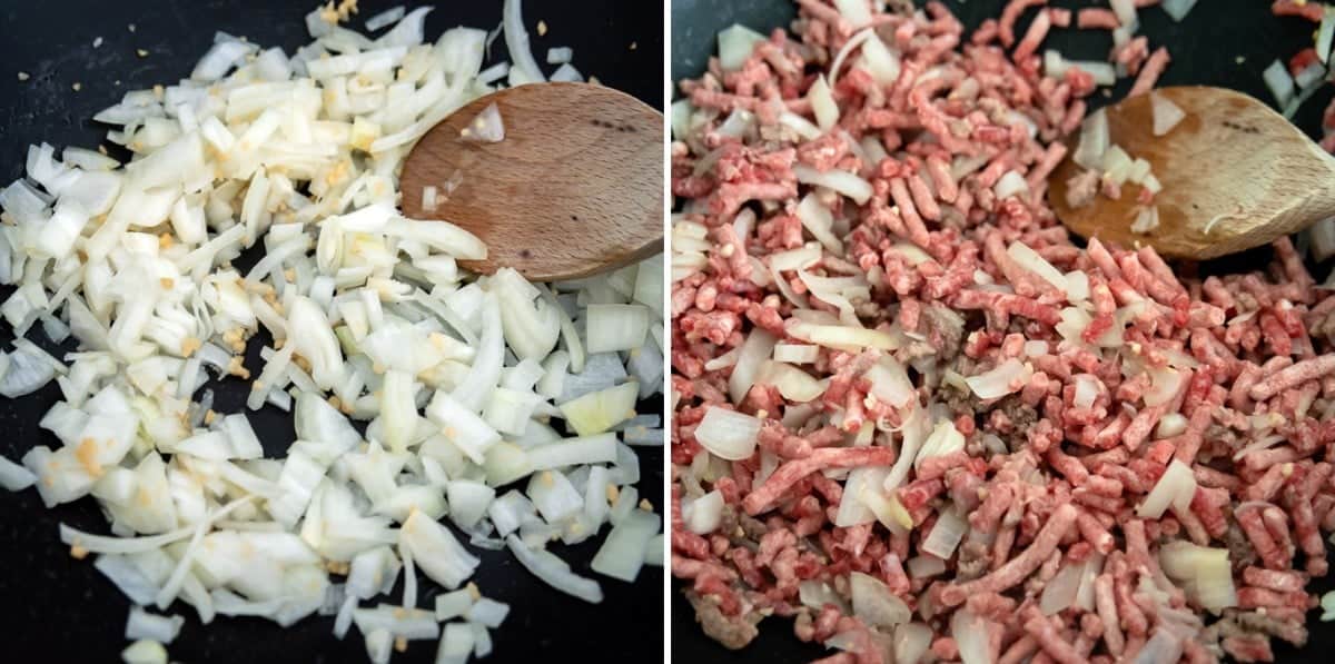 Spicy beef mince stir fry with eggplant and mushrooms