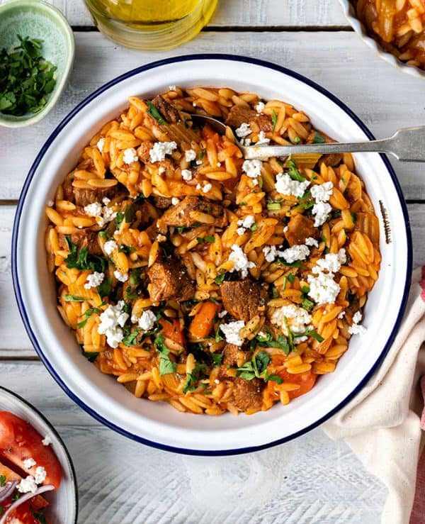 Greek Lamb Stew With Orzo - Supergolden Bakes
