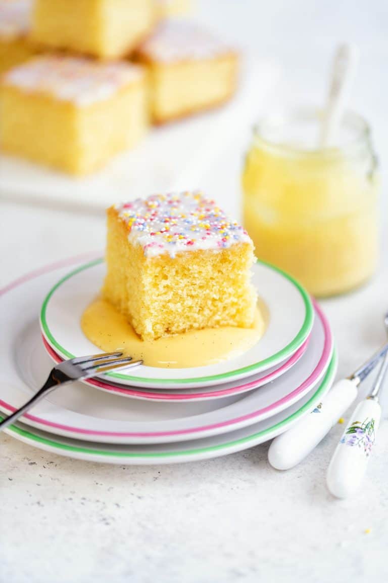 School Cake (Sprinkle Vanilla Tray Bake) - Supergolden Bakes