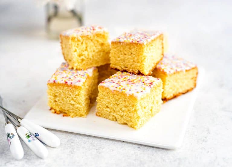 School Cake (Sprinkle Vanilla Tray Bake) - Supergolden Bakes