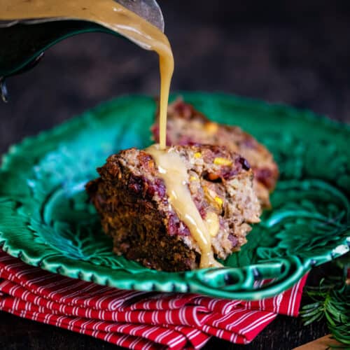 Easy Vegan Nut Roast with Onion Gravy - Supergolden Bakes