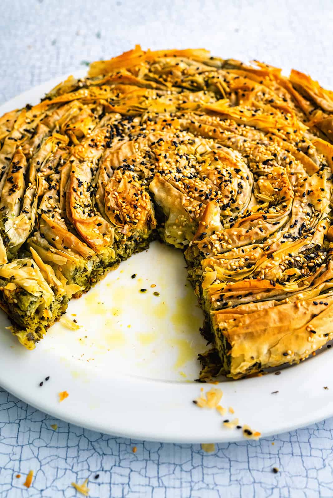 Spinach and Feta Pie – Spiral Spanakopita - Supergolden Bakes