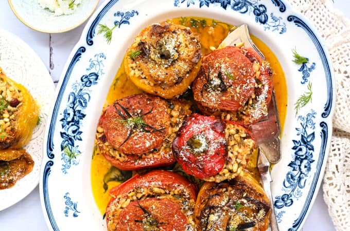 Gemista - Greek Stuffed Tomatoes and Peppers - Supergolden Bakes