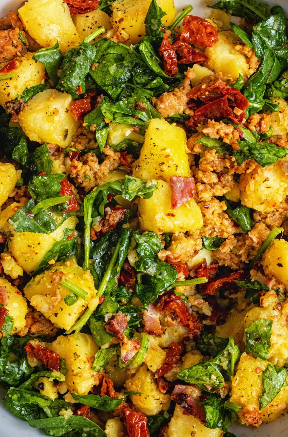Tuscan Potato Salad - Warm Potato Salad with Bacon and Italian Sausage ...