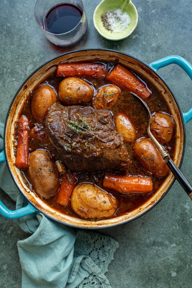 Dutch Oven Pot Roast Beef With French Onion Gravy - Supergolden Bakes