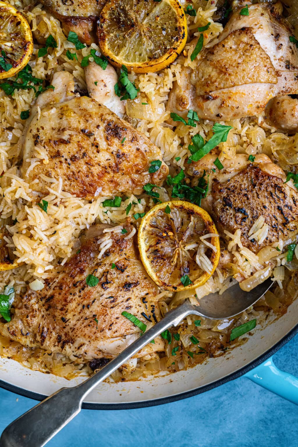 One Pot Greek Chicken and Lemon Rice - Supergolden Bakes
