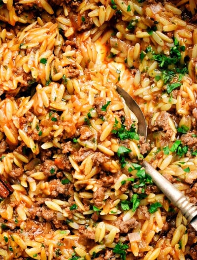 Ground Beef Orzo (Greek Manestra Recipe) - Supergolden Bakes