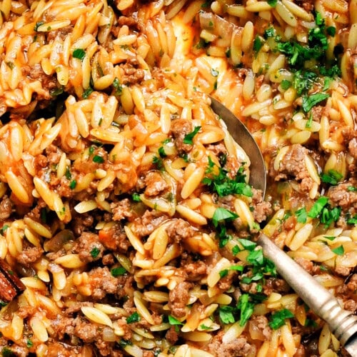 Ground Beef Orzo (Greek Manestra Recipe) - Supergolden Bakes