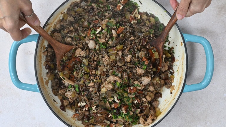 Wild Rice Dressing with Sausage - Supergolden Bakes