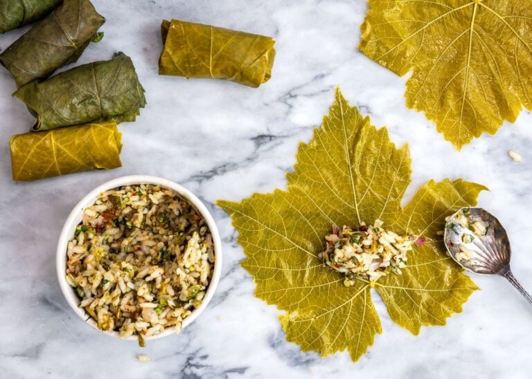 Dolmades – Greek Stuffed Vine Leaves - Supergolden Bakes