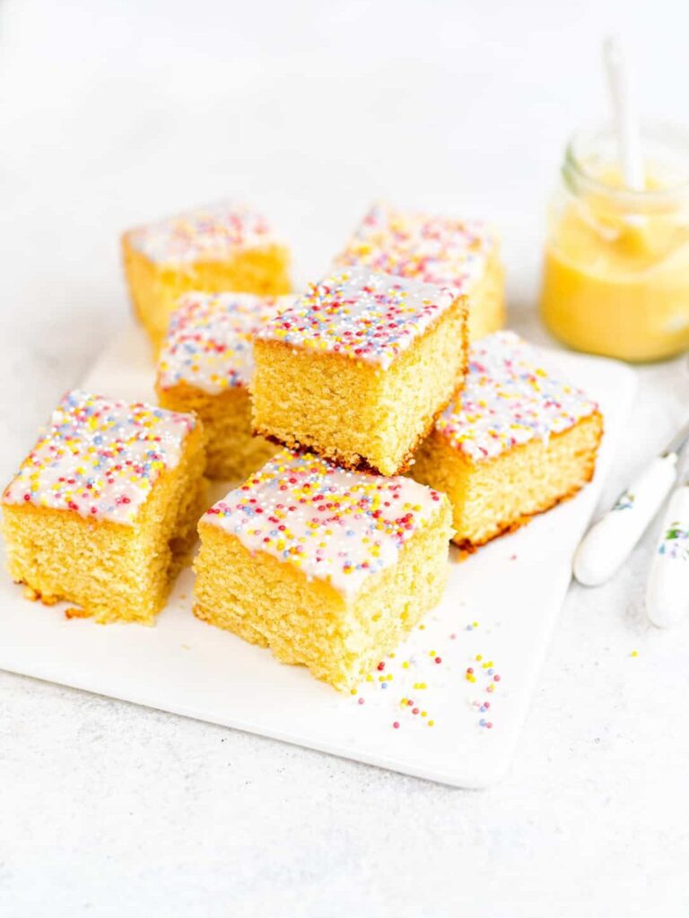School Cake (Sprinkle Vanilla Tray Bake) - Supergolden Bakes