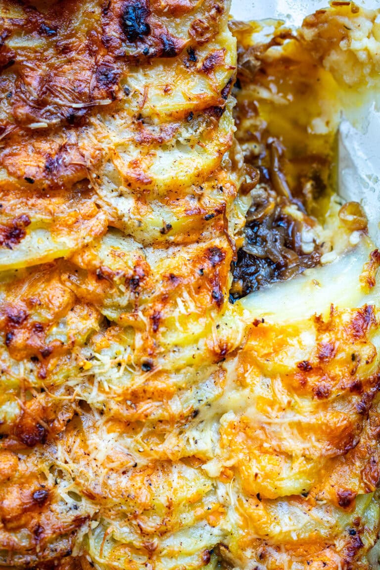 French Onion Mashed Potato Gratin - Supergolden Bakes