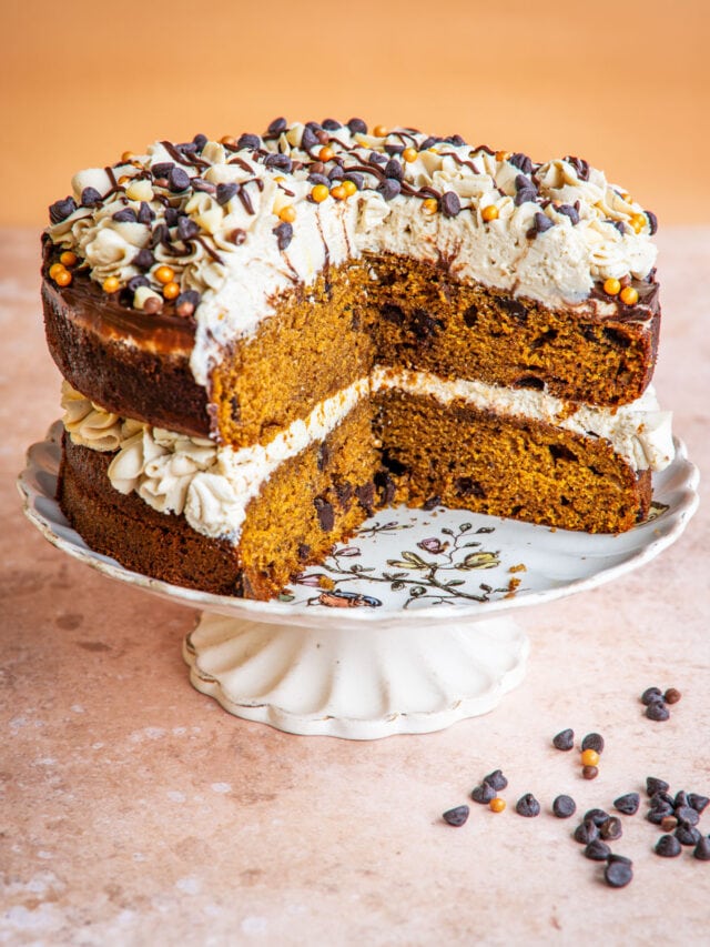Pumpkin Chocolate Chip Cake - Supergolden Bakes